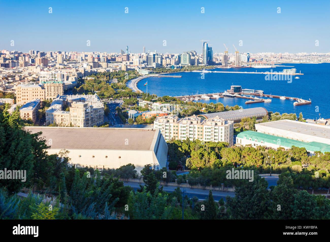 Baku aerial panoramic view from the Martyrs Lane viewpoint, which ...