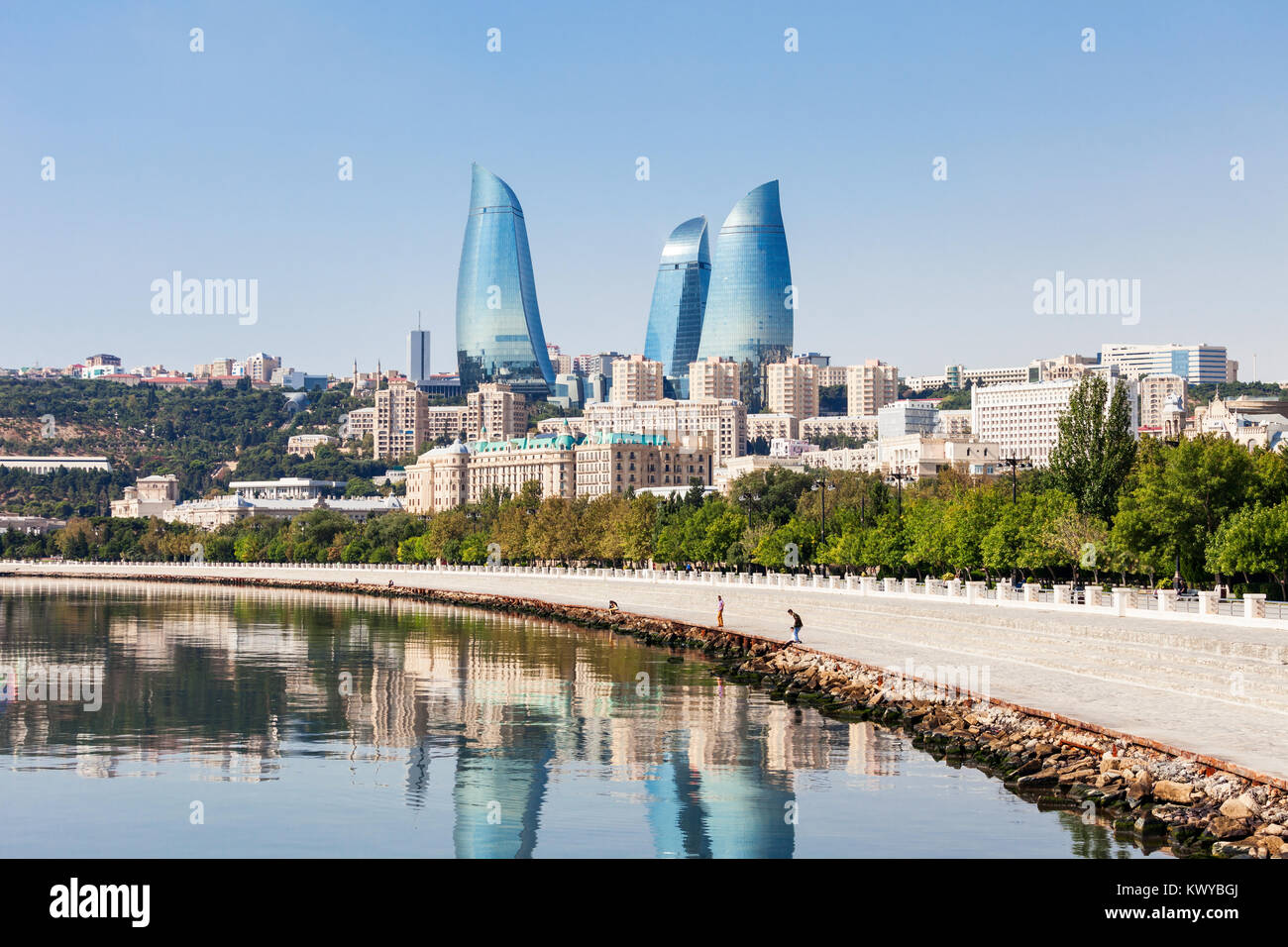 Baku Flame Towers is the tallest skyscraper in Baku, Azerbaijan with a ...