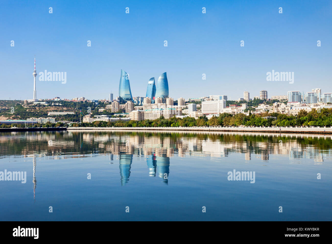 Baku Flame Towers is the tallest skyscraper in Baku, Azerbaijan with a ...