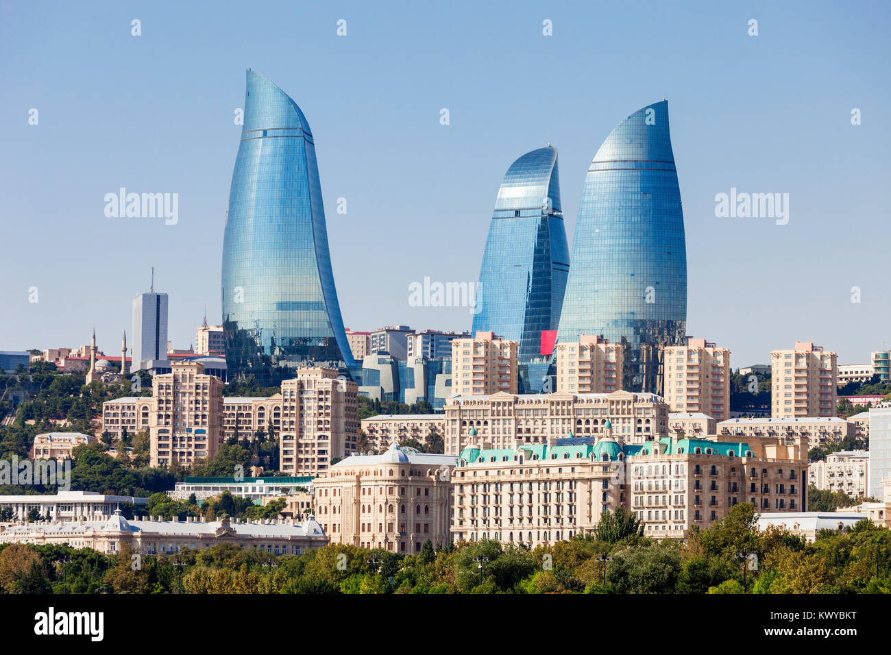 Baku Flame Towers is the tallest skyscraper in Baku, Azerbaijan with a ...