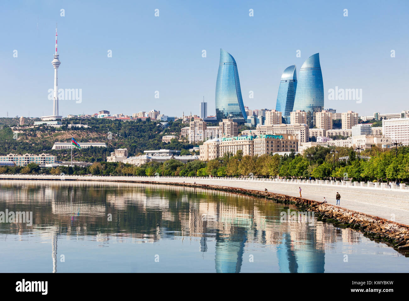 Baku Flame Towers is the tallest skyscraper in Baku, Azerbaijan with a ...