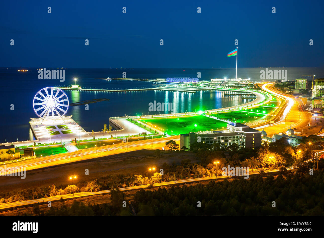 Baku aerial panoramic view from the Martyrs Lane viewpoint, which ...