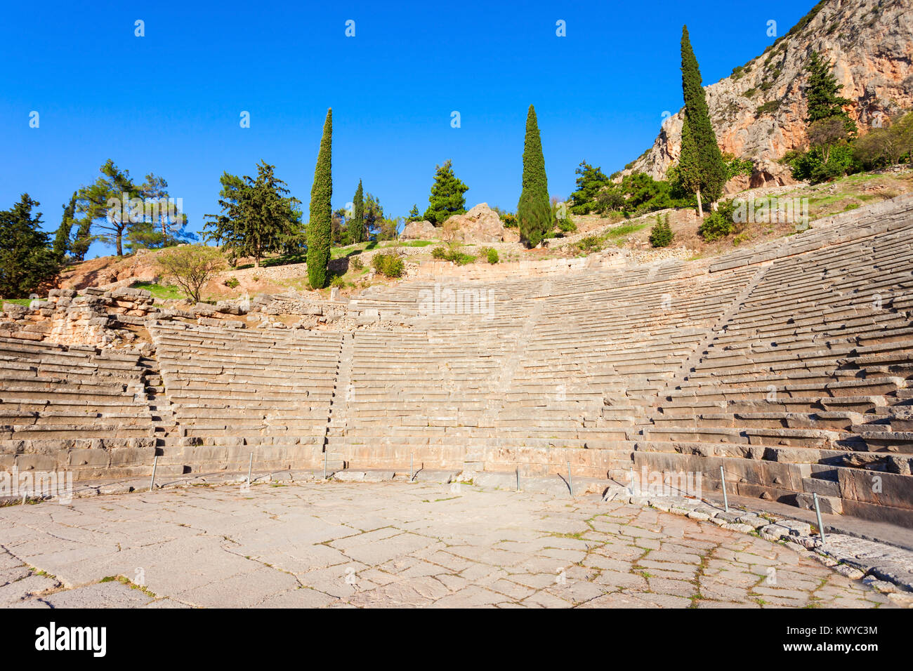 The ancient theatre at Delphi. Delphi was an important ancient Greek ...