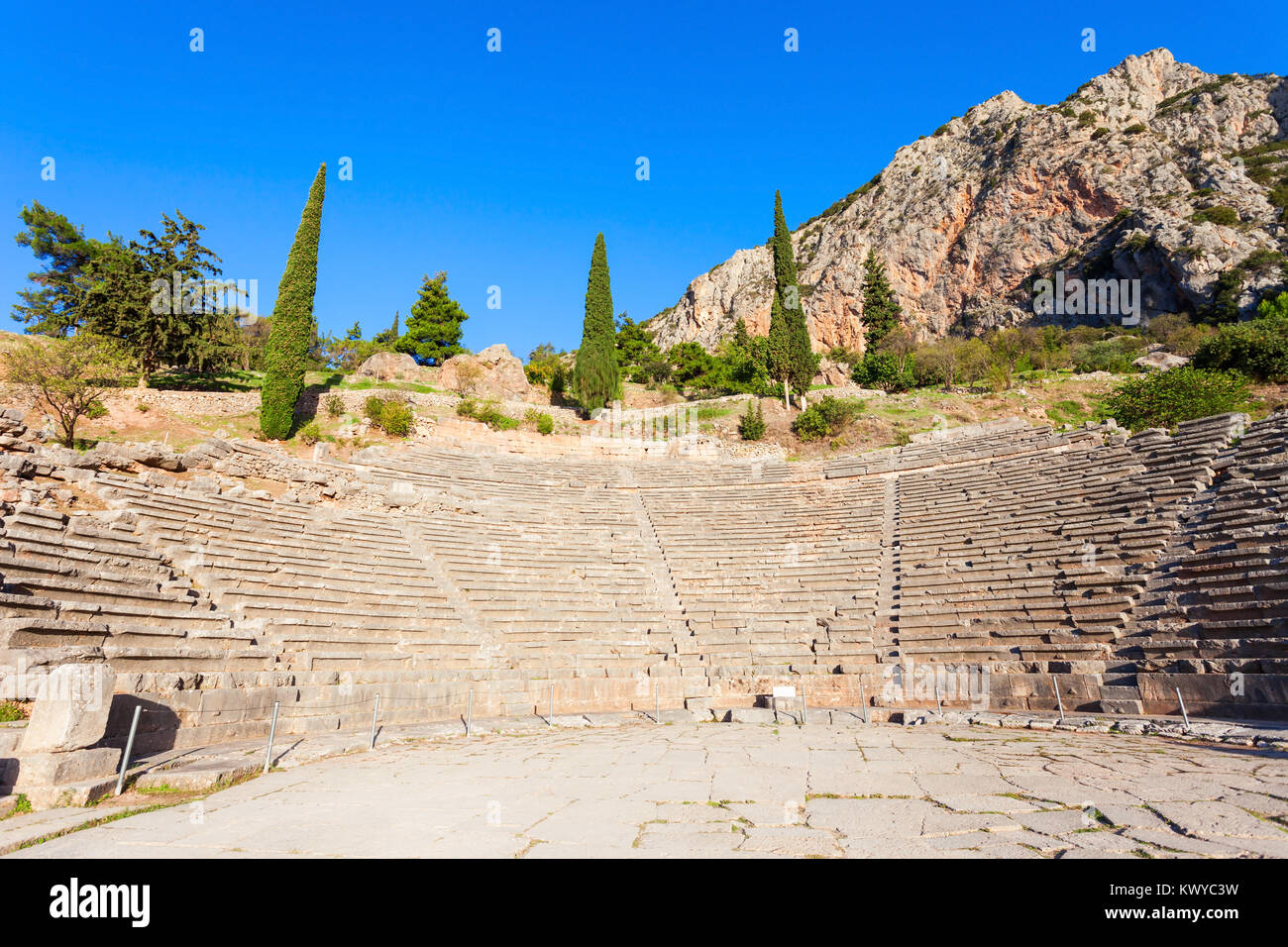 The ancient theatre at Delphi. Delphi was an important ancient Greek ...