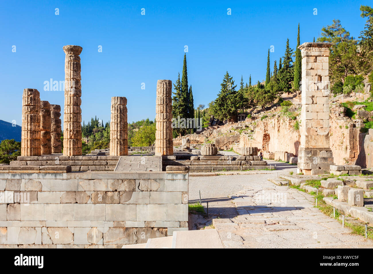 The Altar of the Chians and Temple of Apollo in Delphi. Delphi is ...