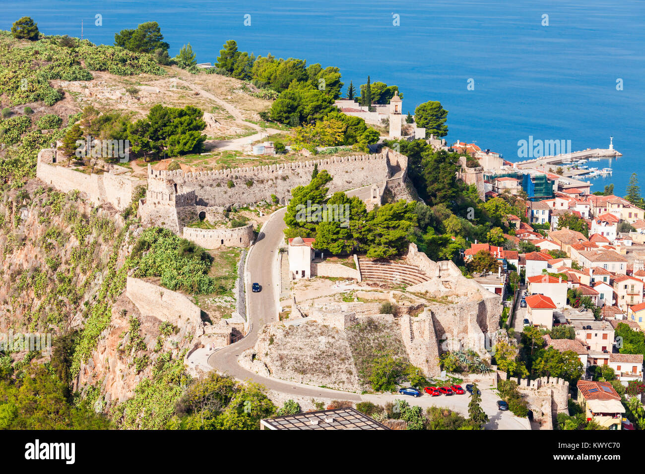 Nafplio old city fortress walls in the Peloponnese region of southern ...