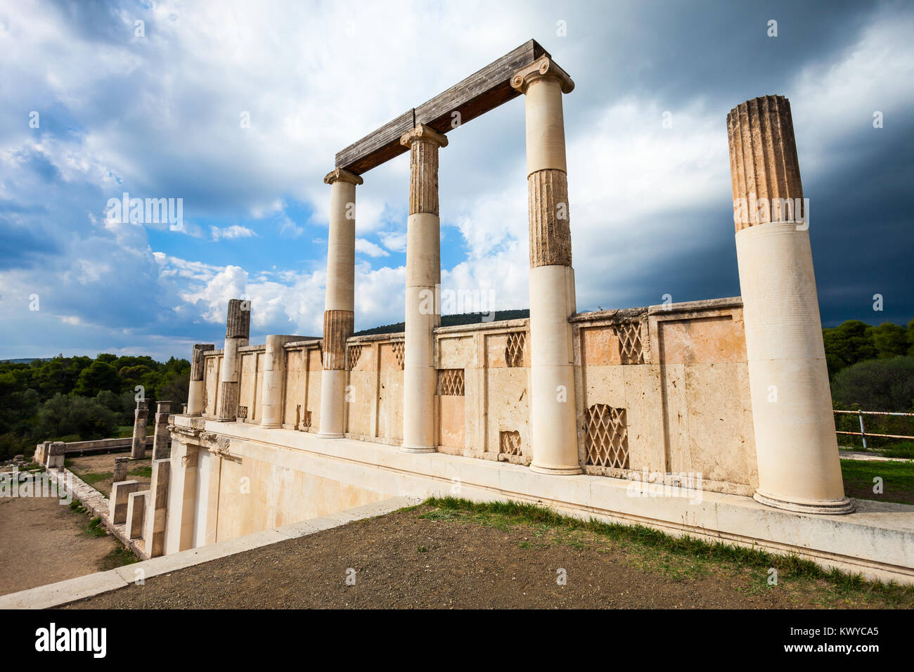 Abaton of Epidaurus at the sanctuary in Greece. Epidaurus is a ancient ...