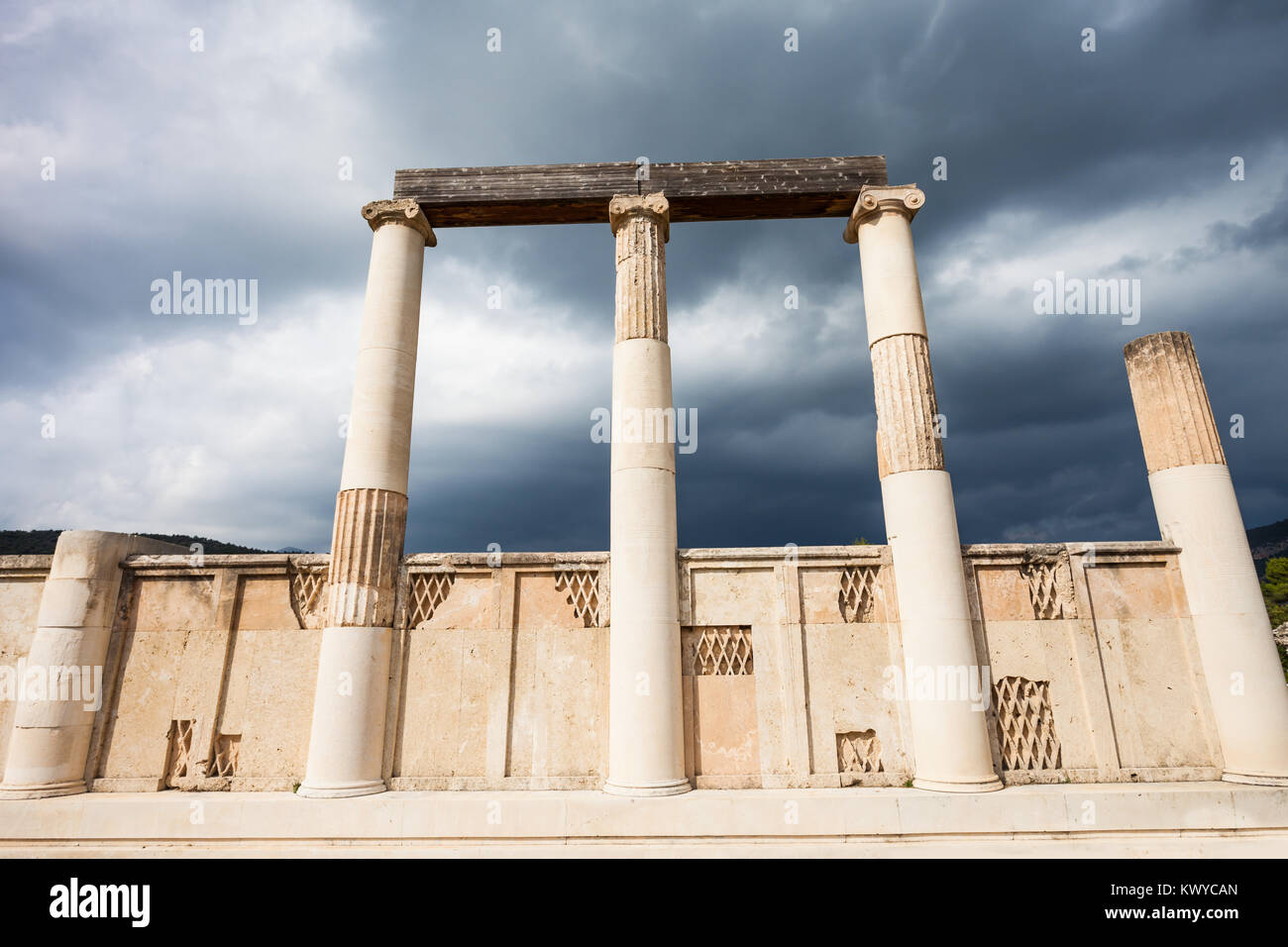 Abaton of Epidaurus at the sanctuary in Greece. Epidaurus is a ancient ...