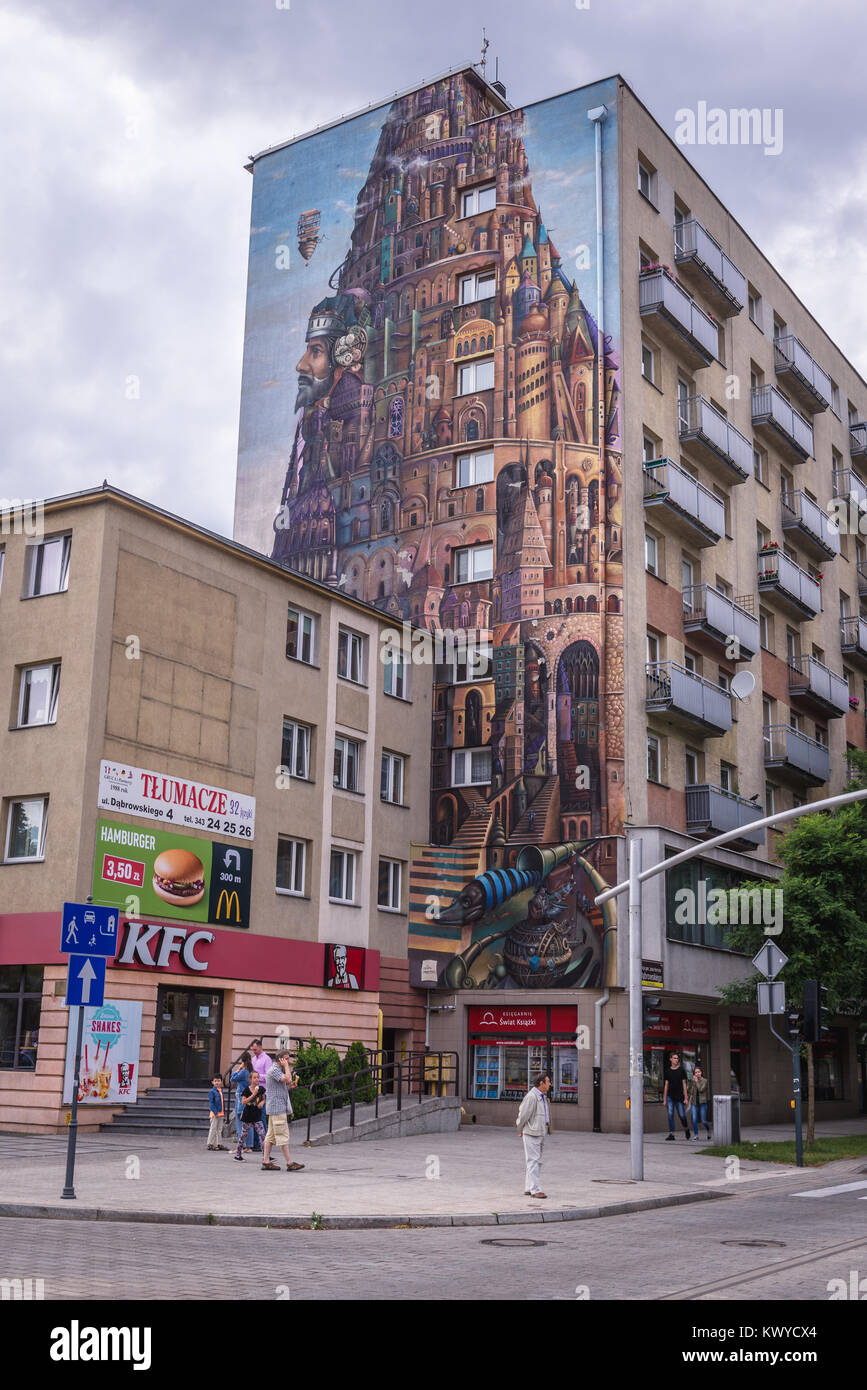 Mural on a apartment house in Czestochowa city in Silesian Voivodeship ...
