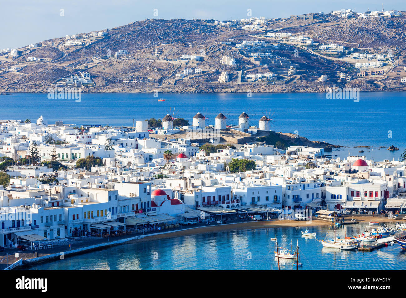 The Mykonos windmills are iconic feature of the Greek island of the ...