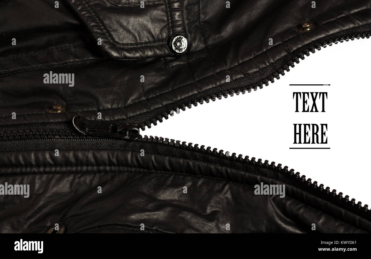 black jacket zipper open on white isolated background for promote or ...