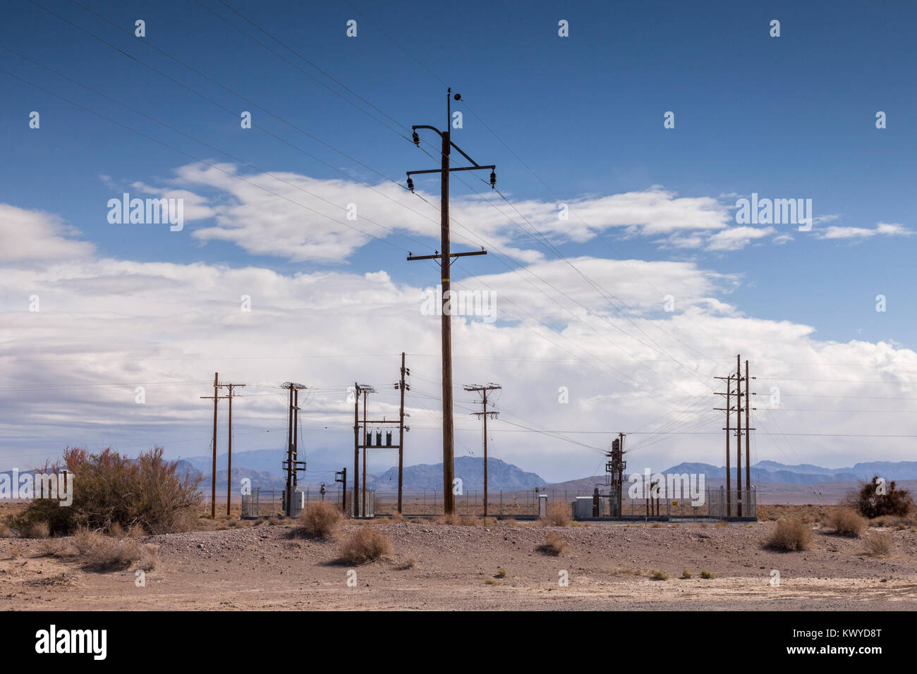 An electrical substation in desert surroundings at Death Valley ...