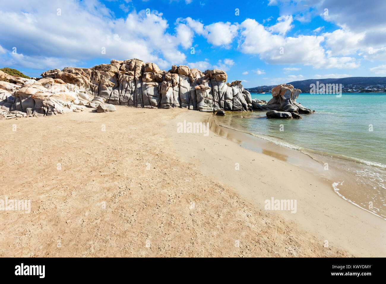 Kolimbithres beach with beauty stone rocks on the Paros island in ...