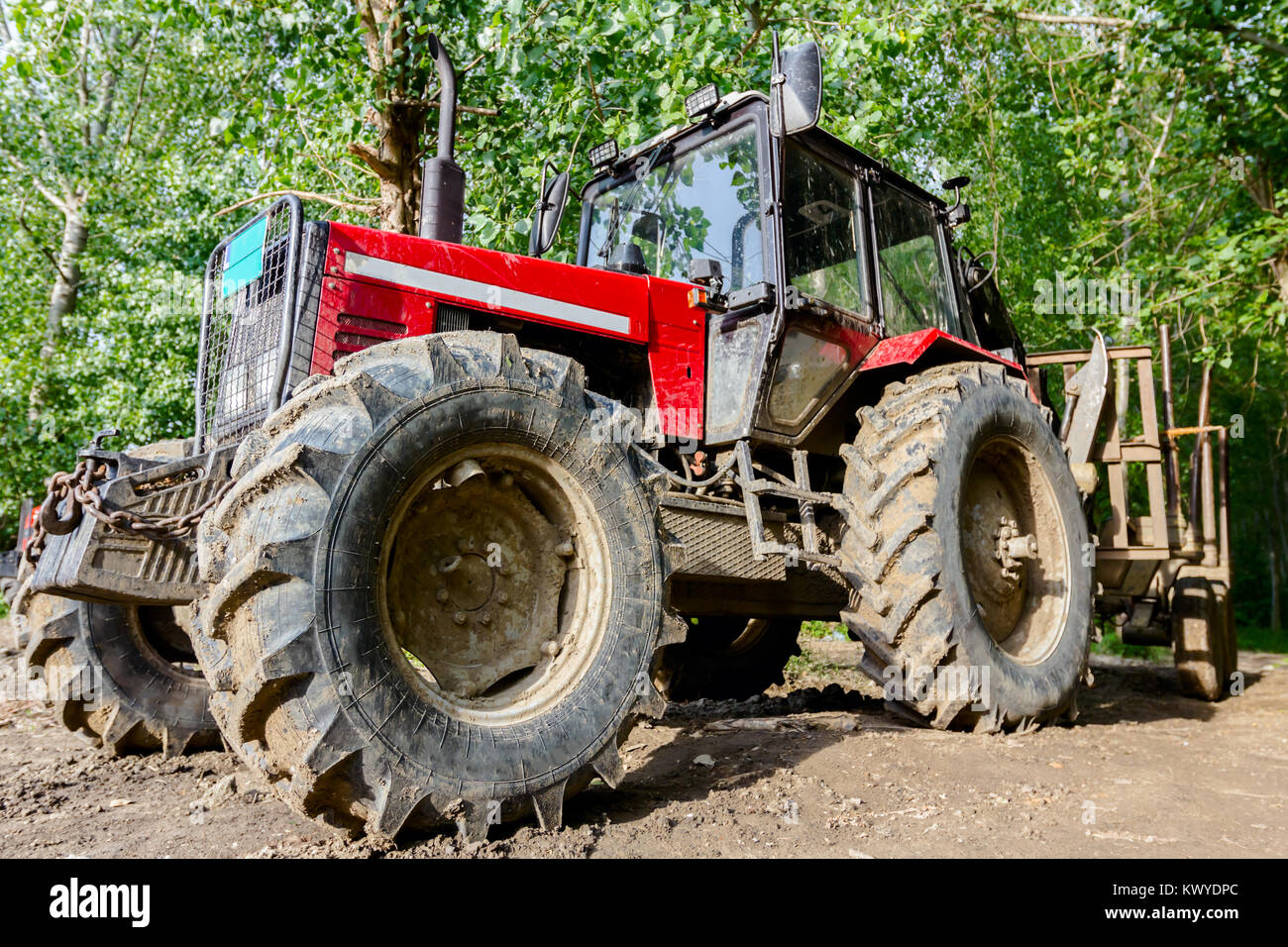 View on the group of deforestation machinery is parked in group ...