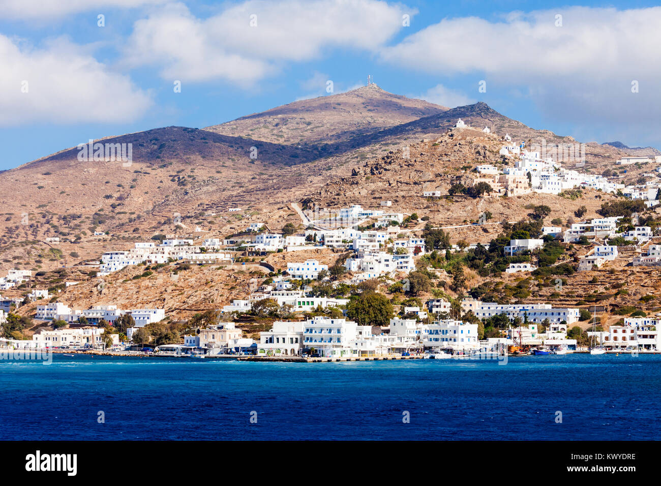 Ios town and Chora village, Ios island, Cyclades in Greece Stock Photo ...