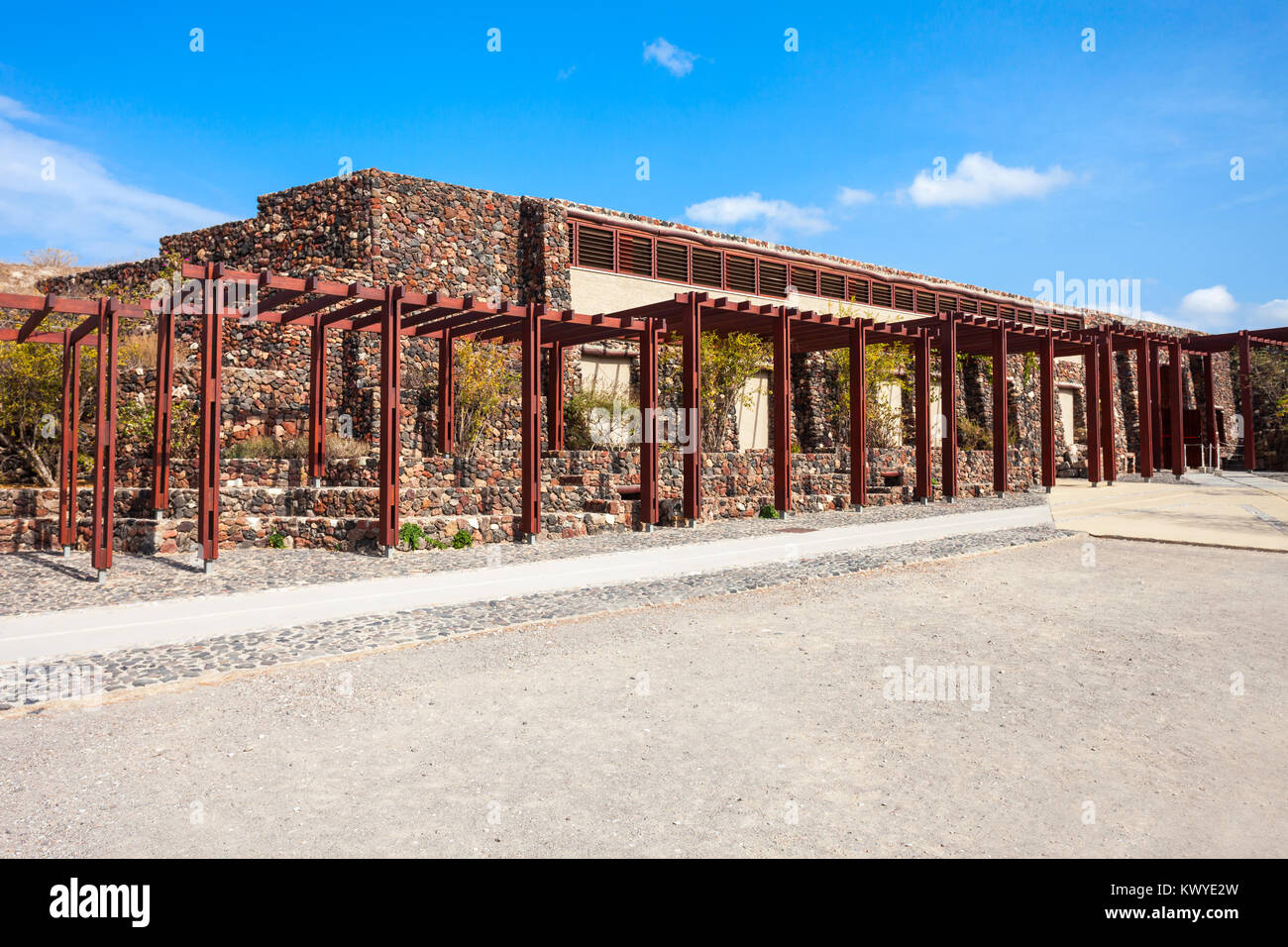 Akrotiri Archaeological Site Museum near Fira, Santorini island in ...