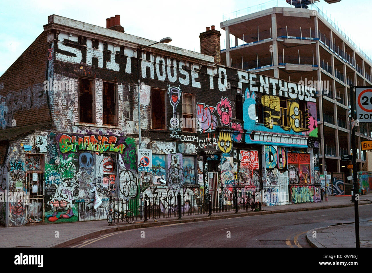 Building covered in graffiti and street art in Hackney Wick, London ...