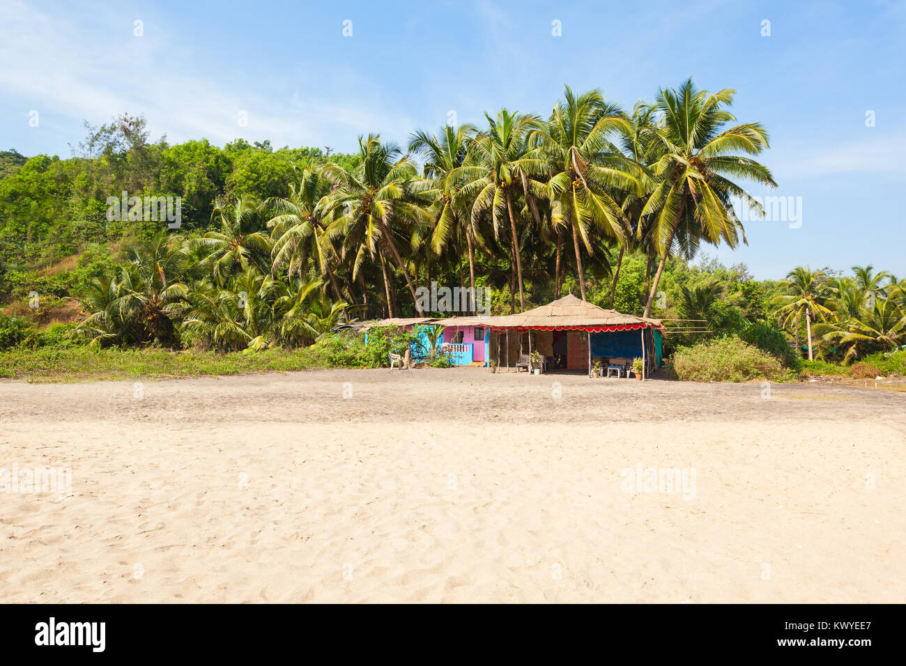 Beach shack on Keri or Kerim or Querim beach in north Goa, India Stock ...