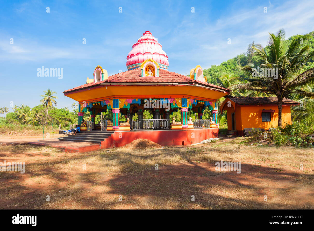 Hindu Temple on Keri or Kerim or Querim beach in north Goa, India Stock ...
