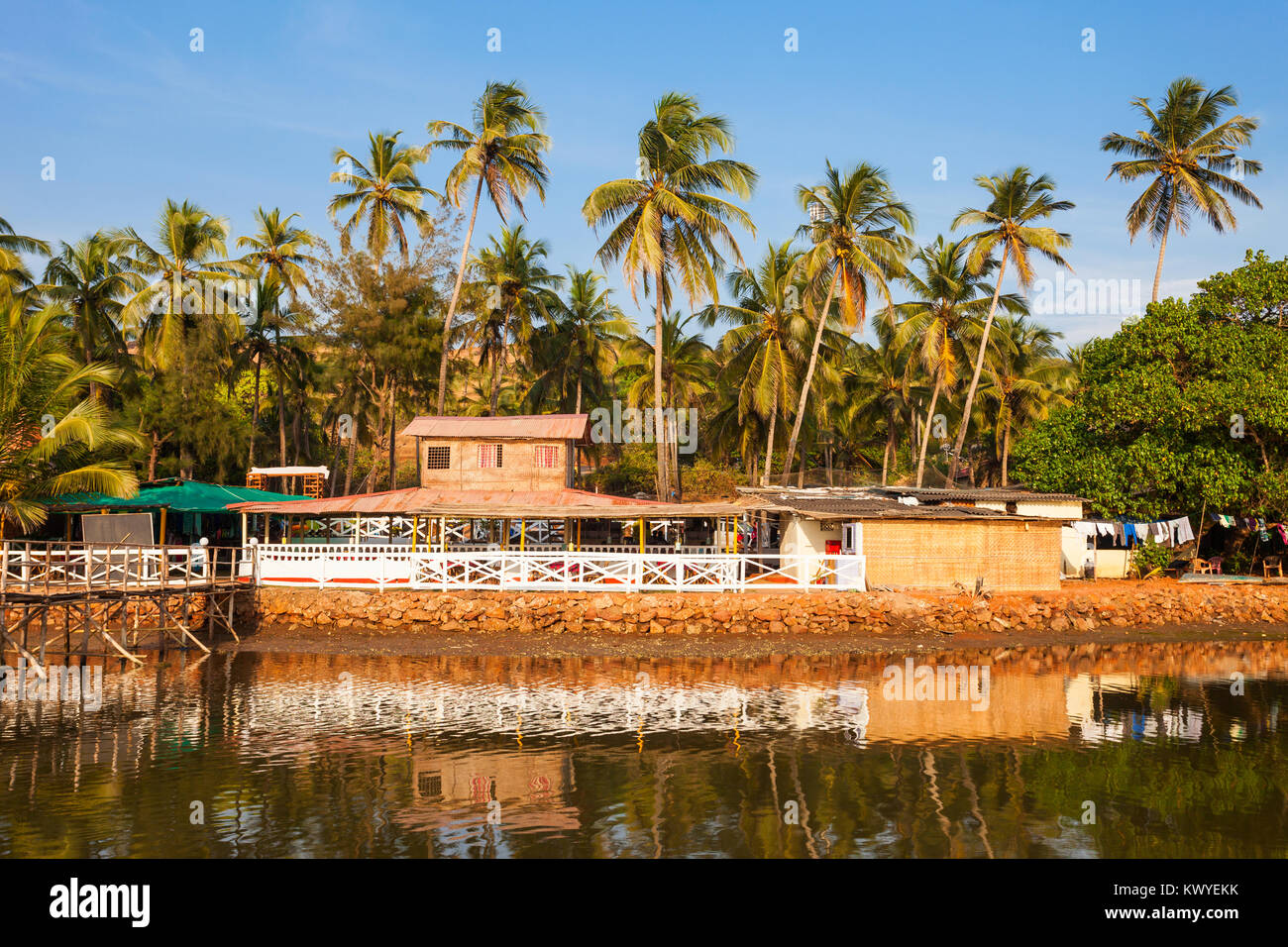 Resort huts on Mandrem beach in north Goa, India Stock Photo - Alamy