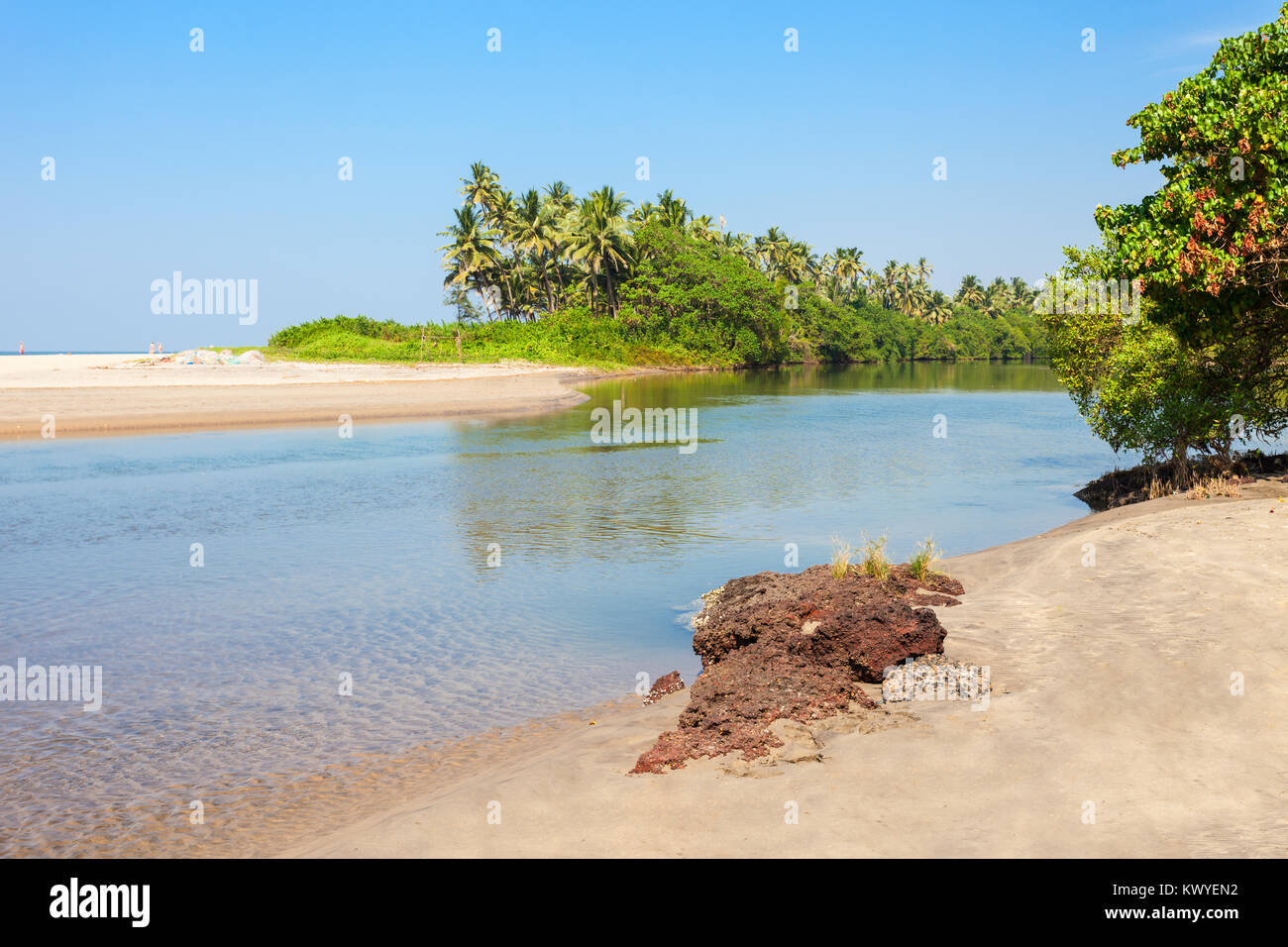Beauty lagoon and beach in Goa, India Stock Photo - Alamy