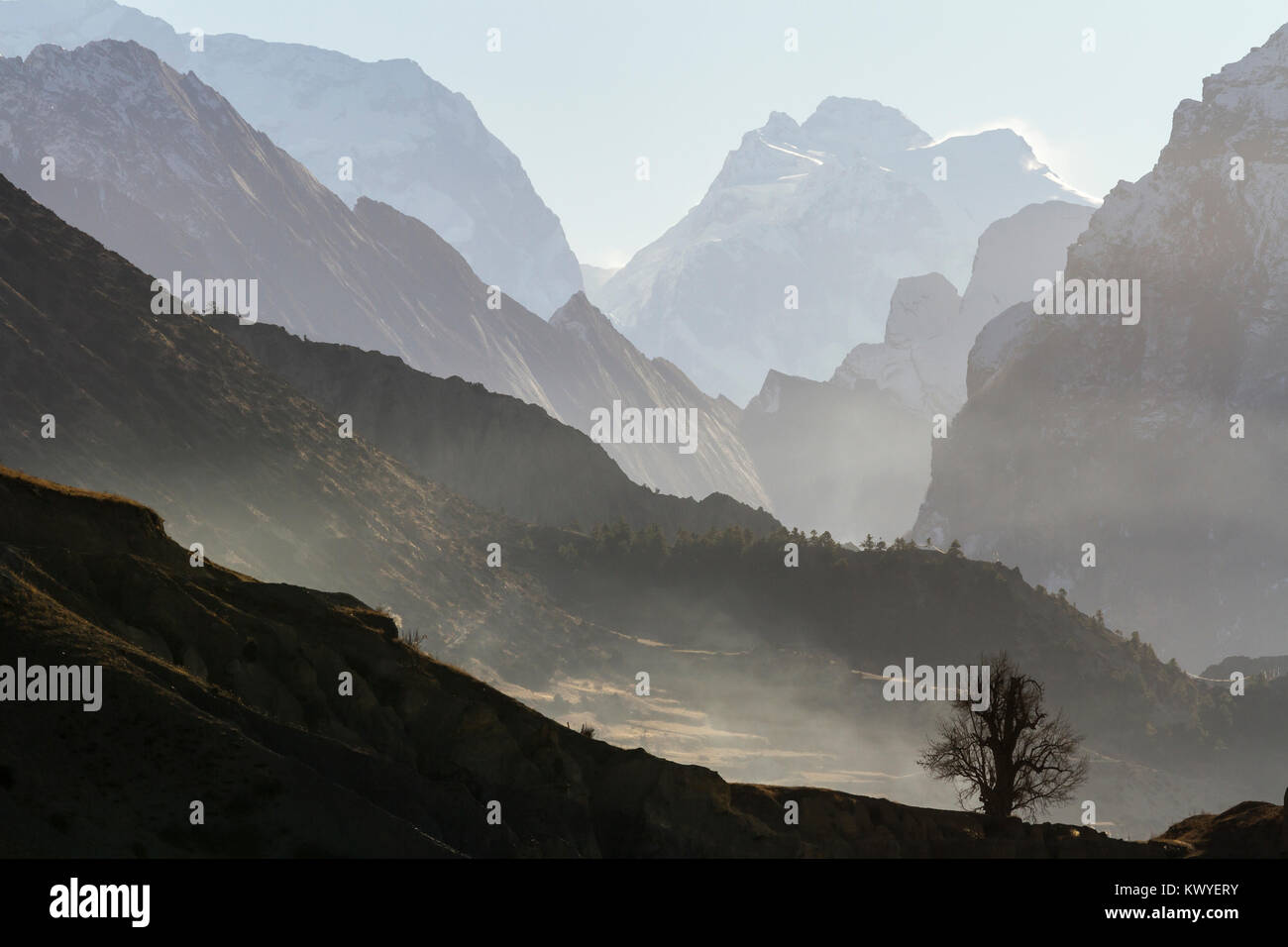 Misty mountain. Himalayas, Nepal Stock Photo - Alamy