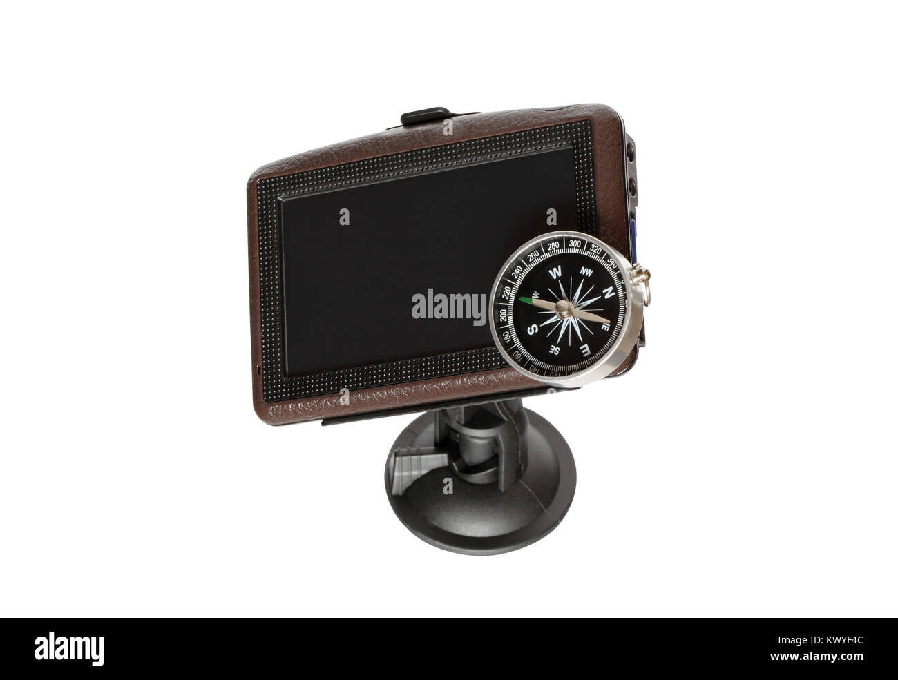Car navigator and compass isolated on white background with clipping ...