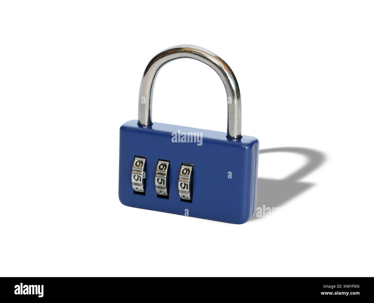 Modern blue combination padlock isolated on white background. Clipping ...