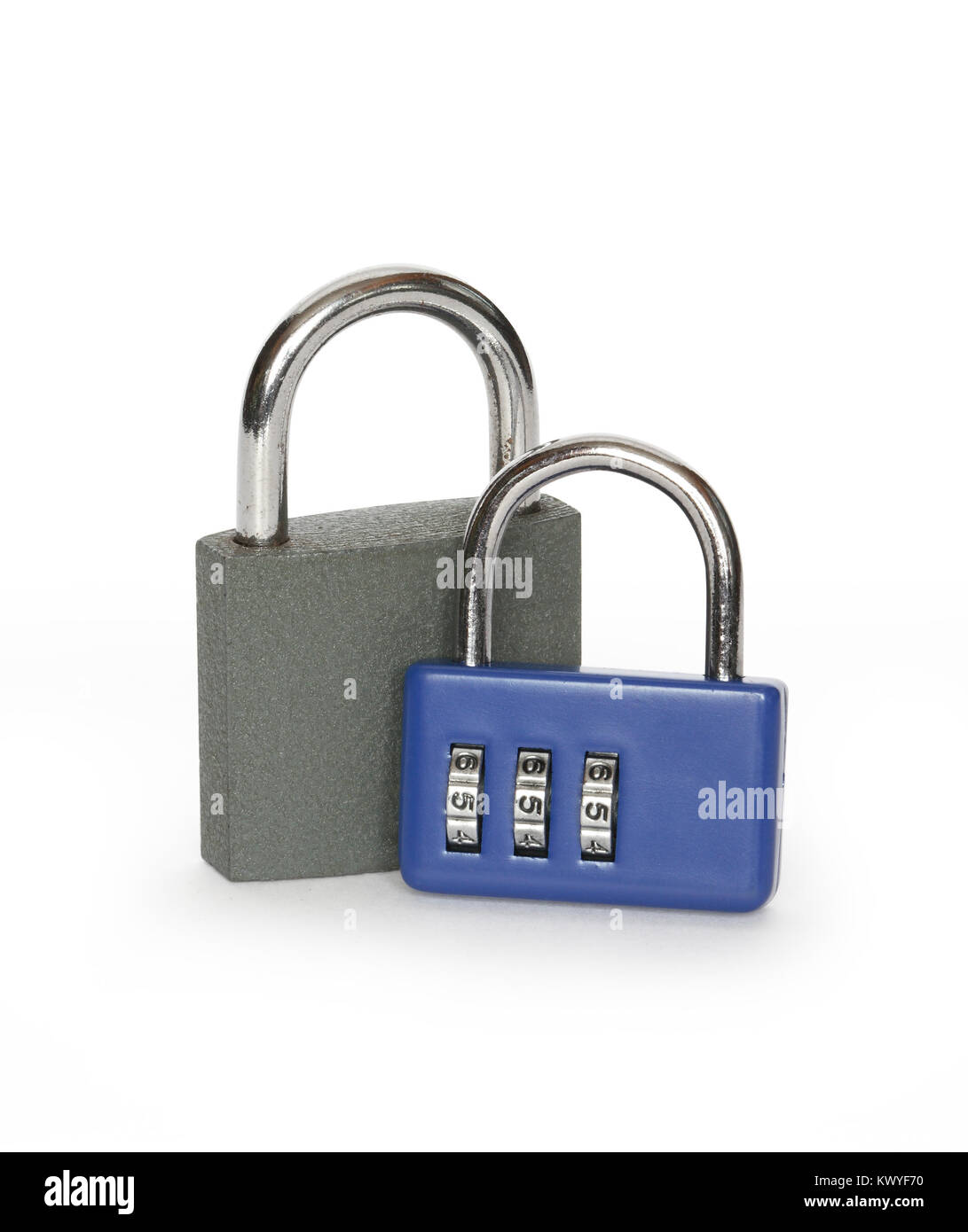 Two padlocks isolated on white background with clipping path Stock ...
