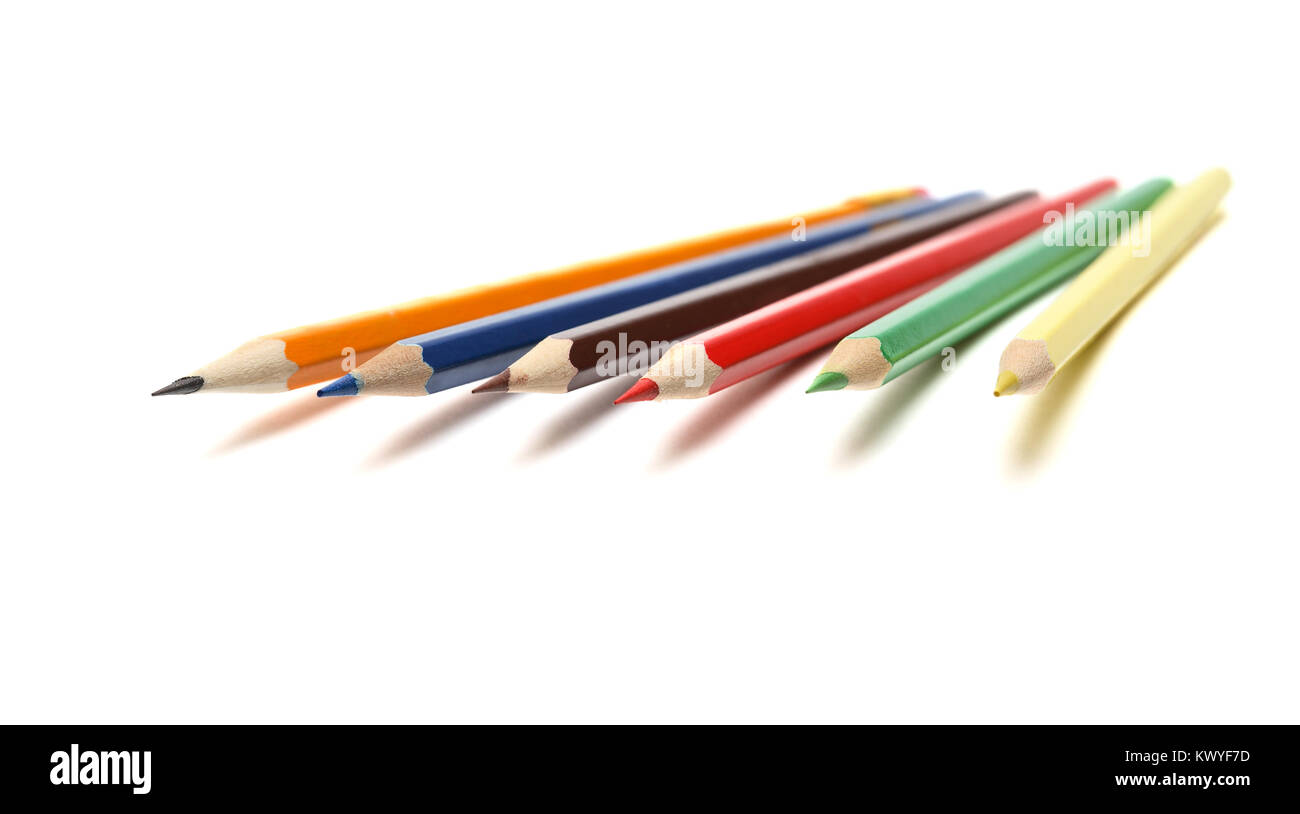 Set of color pencils isolated on white background Stock Photo - Alamy