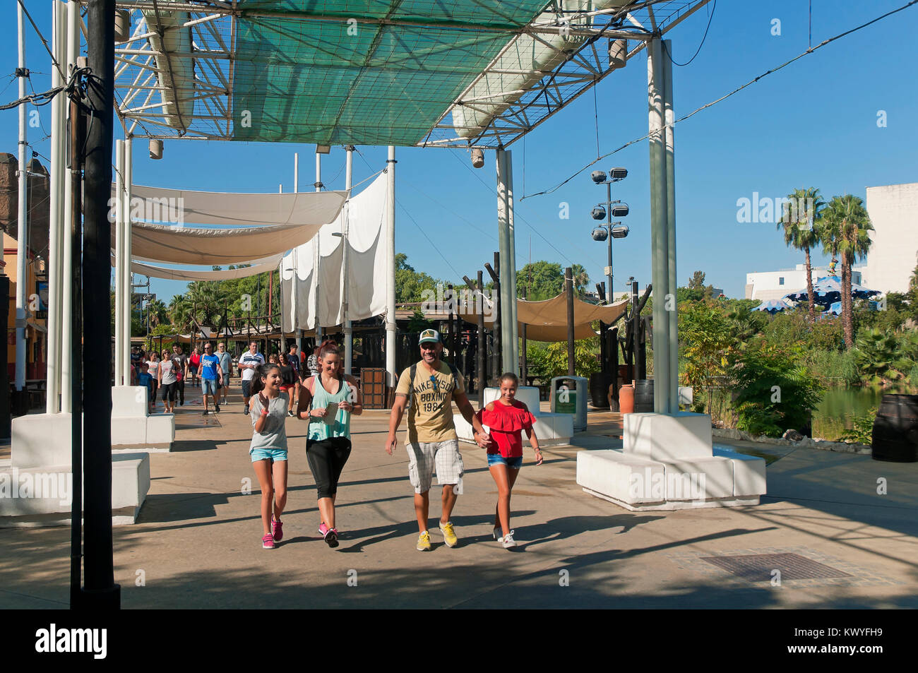 Isla Magica (Magic Island) Theme Park - a family walking in the park ...