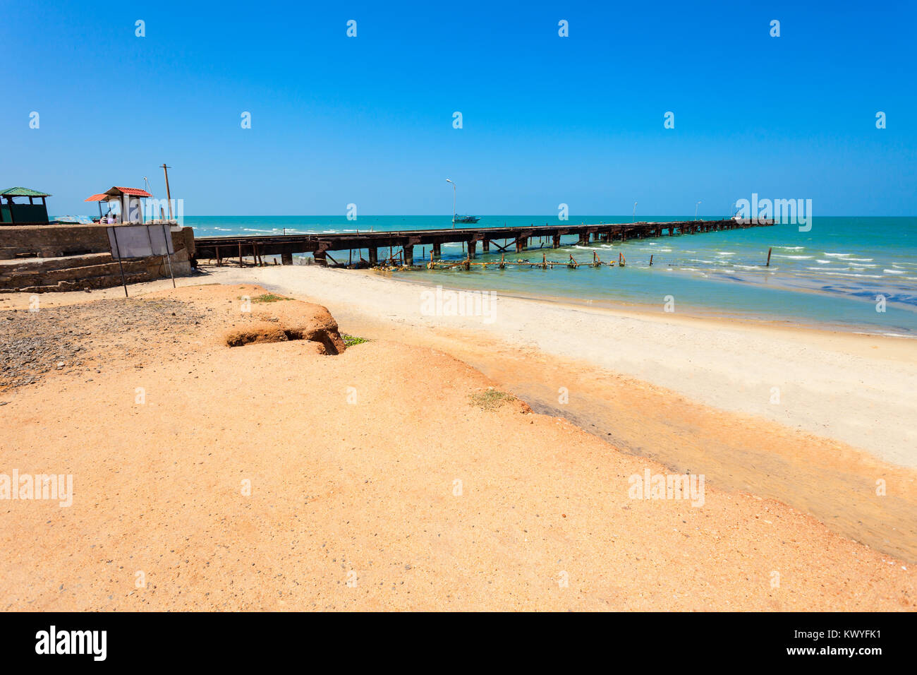 Talaimannar pier, Sri Lanka. Talaimannar is located on the northwestern ...