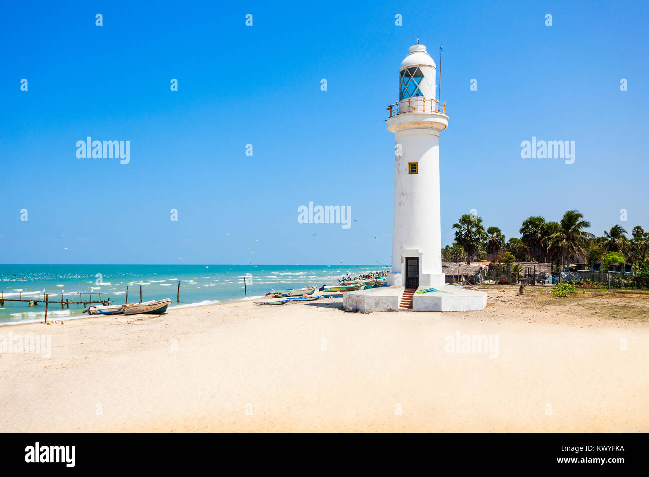 Talaimannar Lighthouse, Sri Lanka. Talaimannar is located on the ...