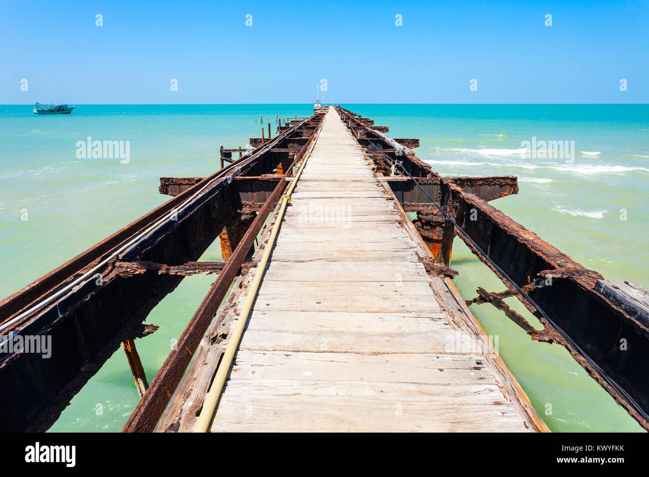 Talaimannar pier, Sri Lanka. Talaimannar is located on the northwestern ...