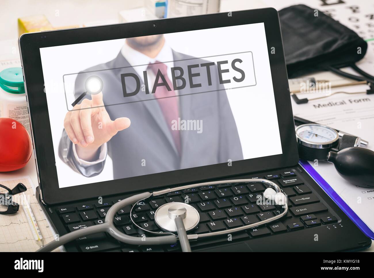 Diabetes written on a doctor's computer screen Stock Photo - Alamy