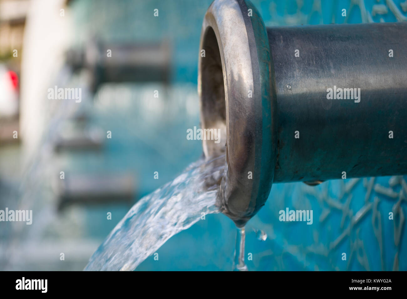 clean water running from many turkish taps with sparkling drops Stock ...