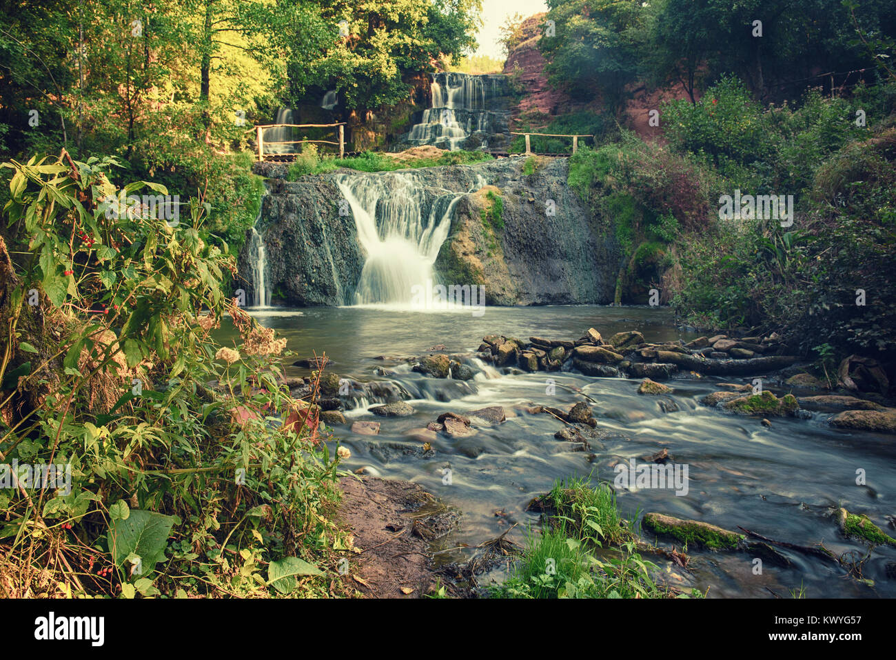 High mountain waterfall Stock Photo - Alamy