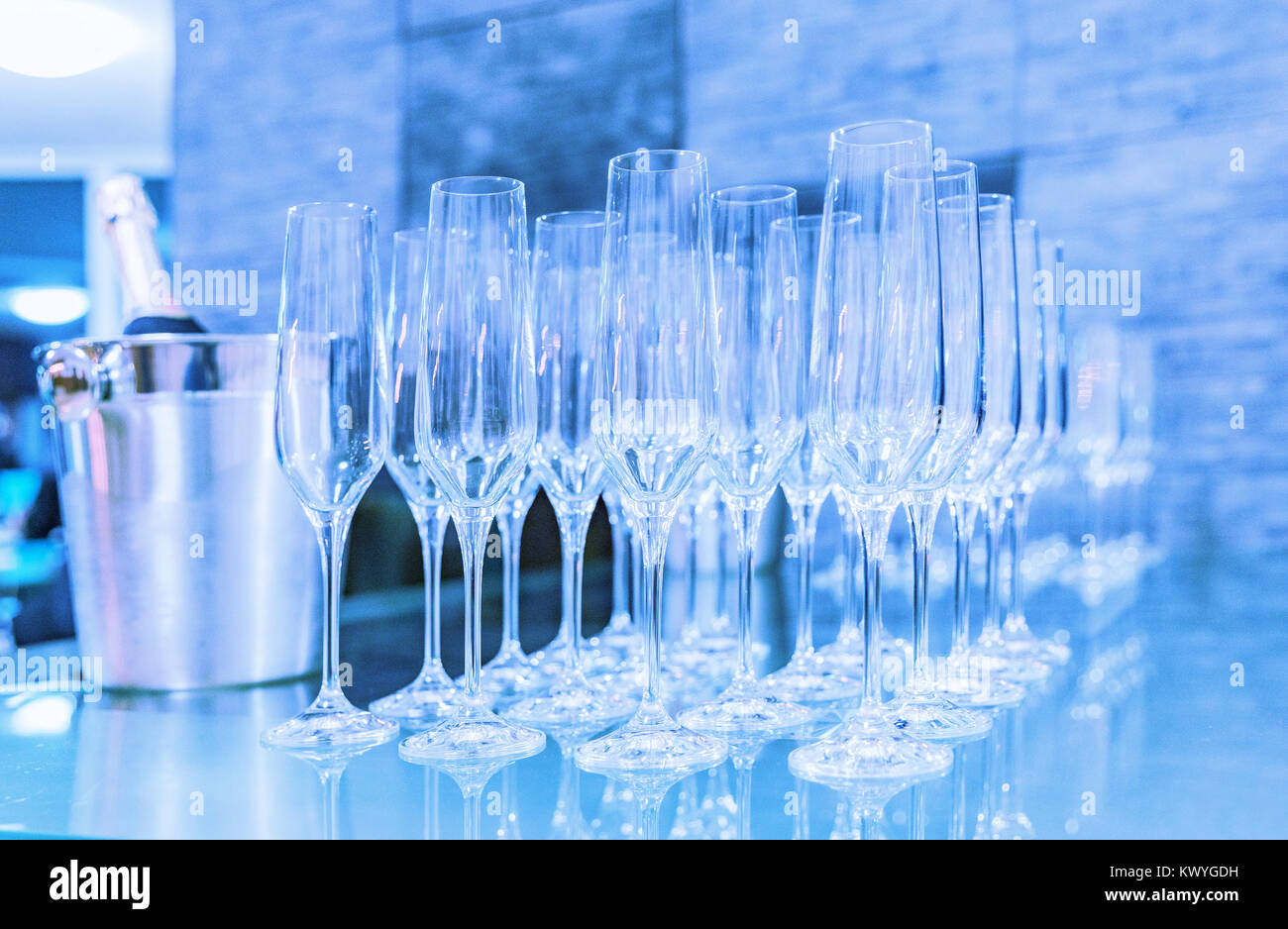 blue colored wine glasses, abstract, selective focus Stock Photo - Alamy
