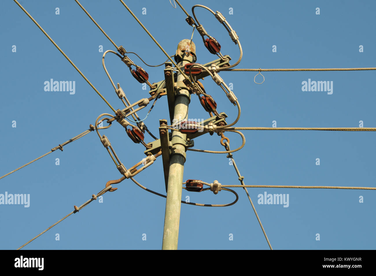 distribution pole with electric cables Stock Photo - Alamy