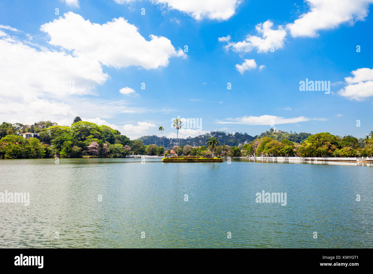 Kandy Lake at daytime. Lake is located in Kandy city, Sri Lanka Stock ...