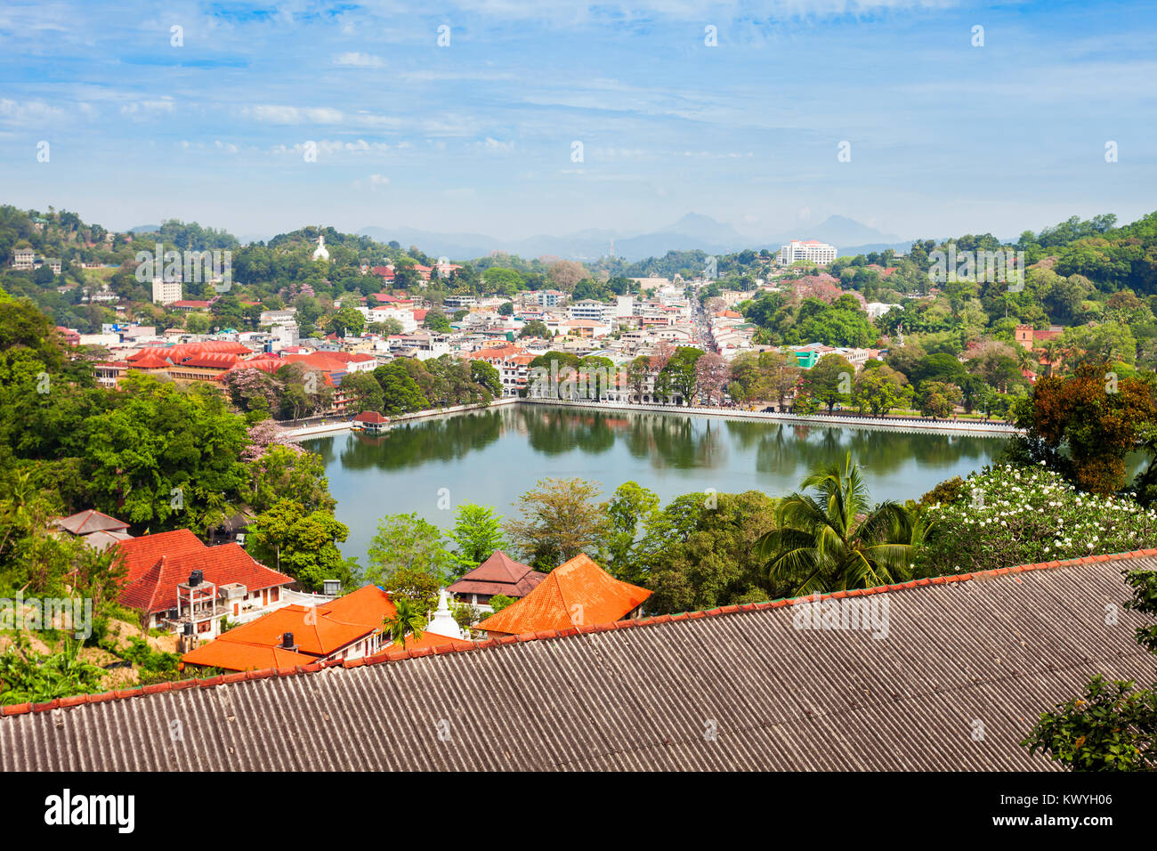 Kandy Lake and Kandy city aerial panoramic view from Arthur's Seat ...