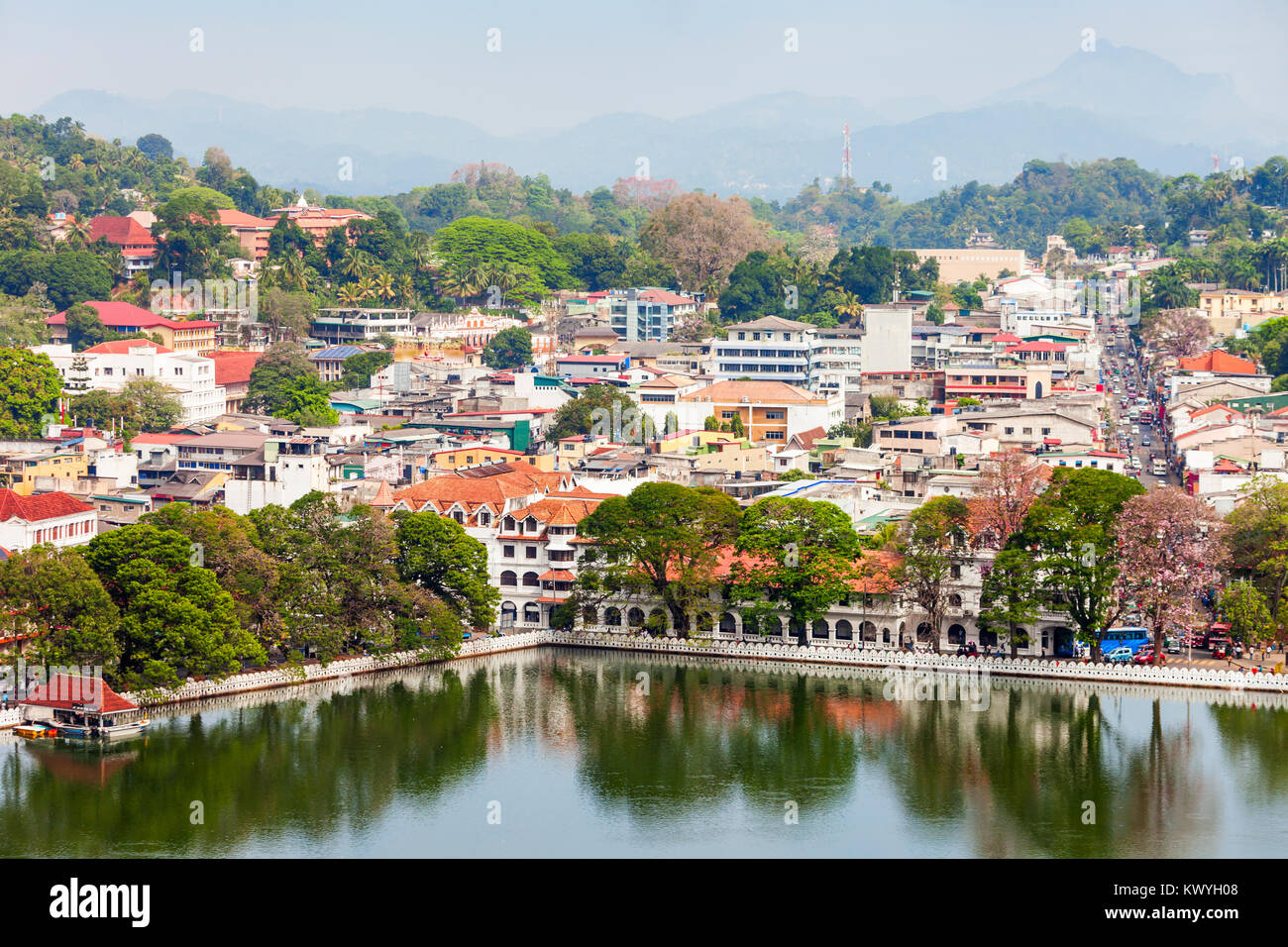 Kandy Lake and Kandy city aerial panoramic view from Arthur's Seat ...