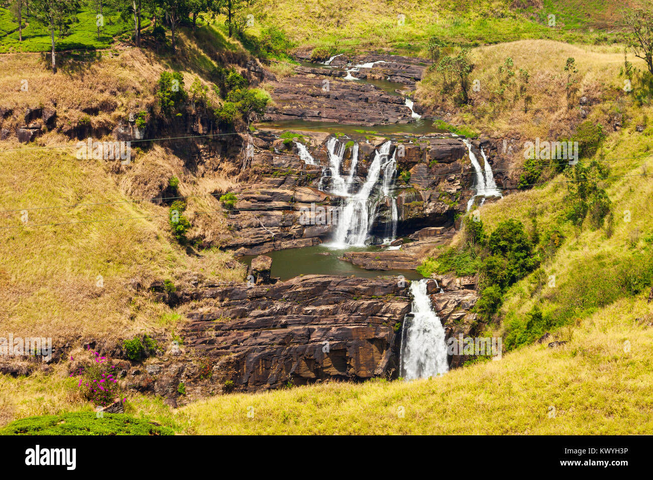 St. Clair Waterfall near Nuwara Eliya, Sri Lanka. St. Clair is a one of ...