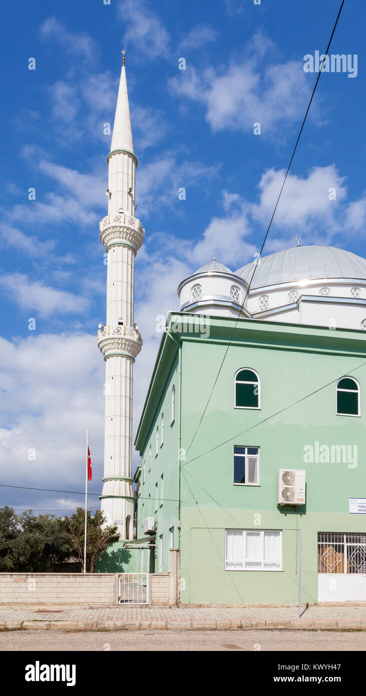 The minaret above Arabi Mosque, Turkler in the province of Alanya ...