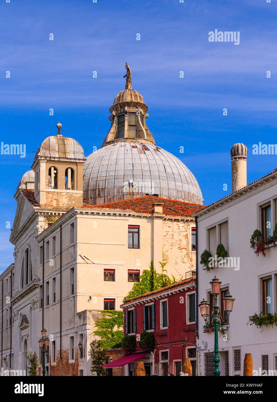 Ancient Church Dome Beyond Old Venice Buildings Stock Photo - Alamy