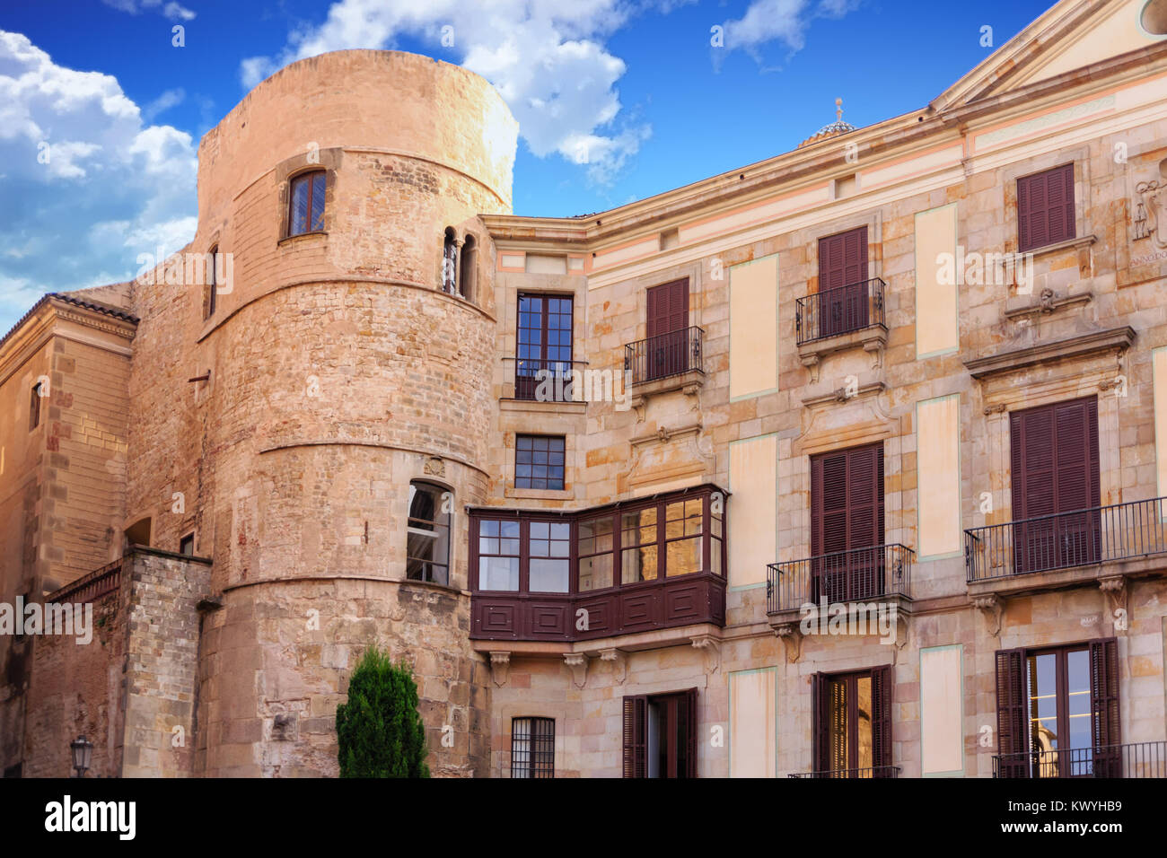 Old Curved Stone Walls in Barcelona Spain Stock Photo - Alamy