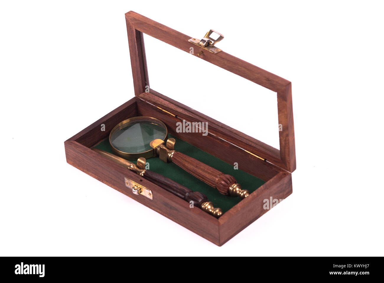 knife and loupe for letters over a white background Stock Photo - Alamy