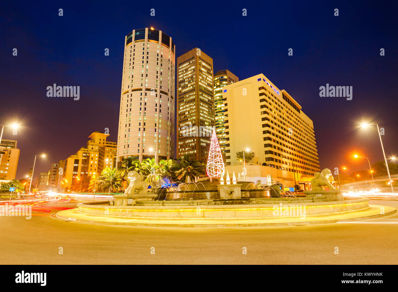 Colombo city skyline at night. Colombo is the commercial capital and ...