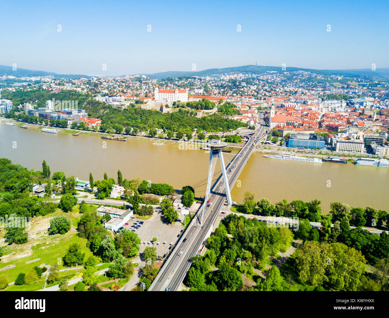Bratislava city aerial panoramic view. Bratislava is a capital of ...