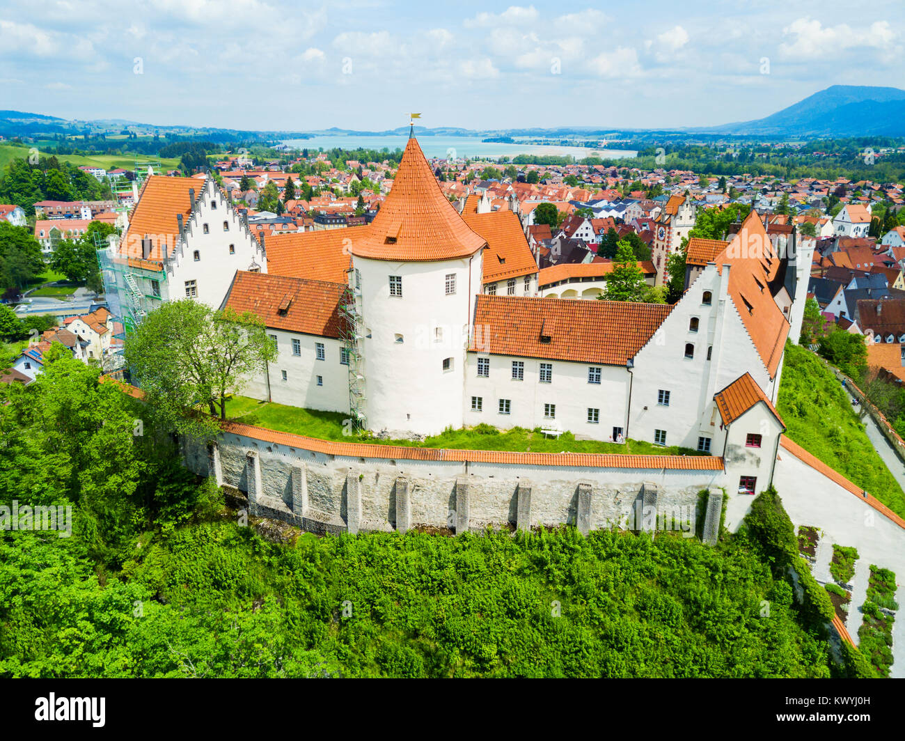 Hohes Schloss Fussen or Gothic High Castle of the Bishops aerial ...